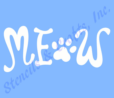 MEOW STENCIL PAW PAWS TEMPLATE WORD PATTERN CRAFT PAINT TEMPLATES ...