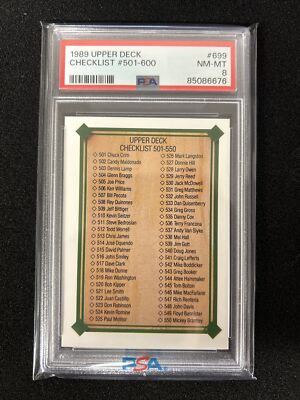 1989 UPPER DECK #699 CHECKLIST 501-600 PSA 8 | eBay