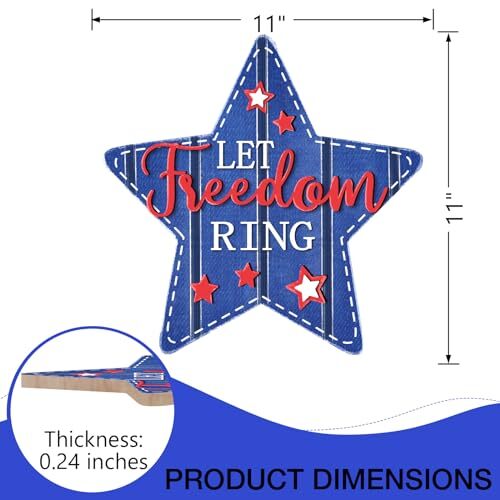 4th of July Patriotic Sign for Front Door Decor, Let Freedom Ring ...