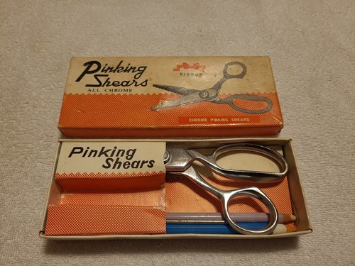 Vintage 1940's Ribbon 7" Chrome Pinking Shears in Original Box. | eBay