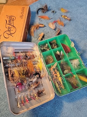 Vintage Perrine Fly Fishing Box #91 Filled W/Vintage (100) Fly Fishing ...