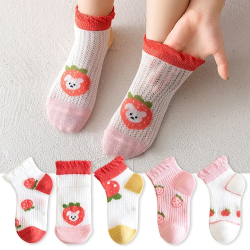 1-12Y Summer Kids Casual Mesh Socks 5Pairs/Set Cartoon Baby Mesh Socks ...