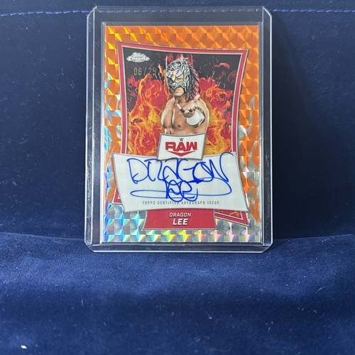 Dragon Lee 2025 Topps Chrome WWE ORANGE REFRACTOR On Card Autograph 6/ ...