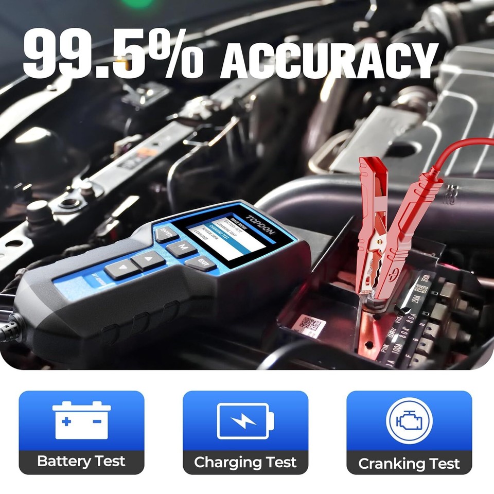TOPDON BT200 12V Car Truck Battery Tester Analyzer & 24V Cranking ...