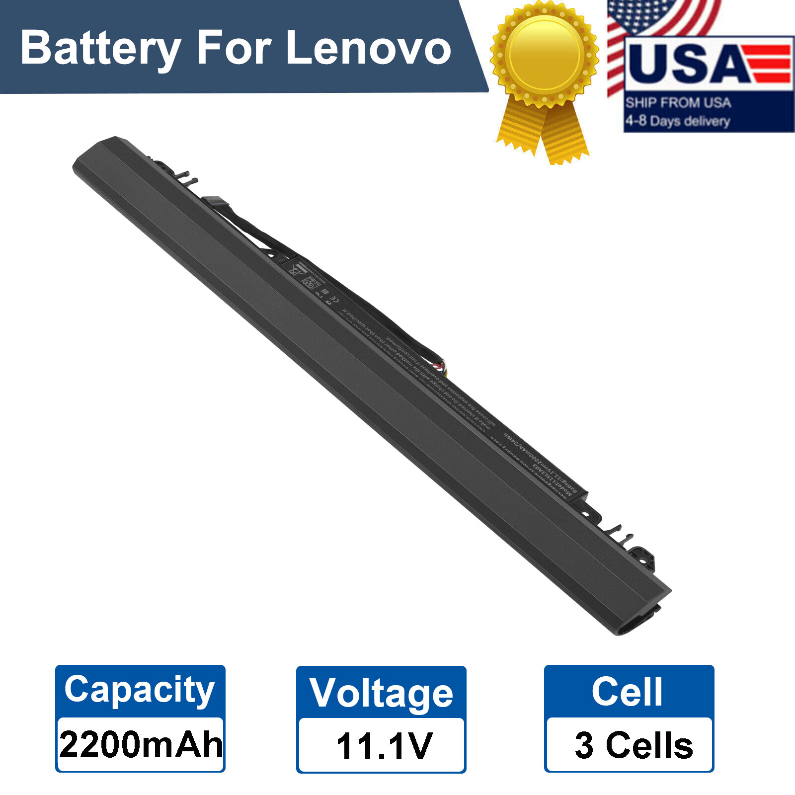 L15L3A03 Battery For Lenovo Ideapad 110-15ACL 110-14IBR L15S3A02 ...