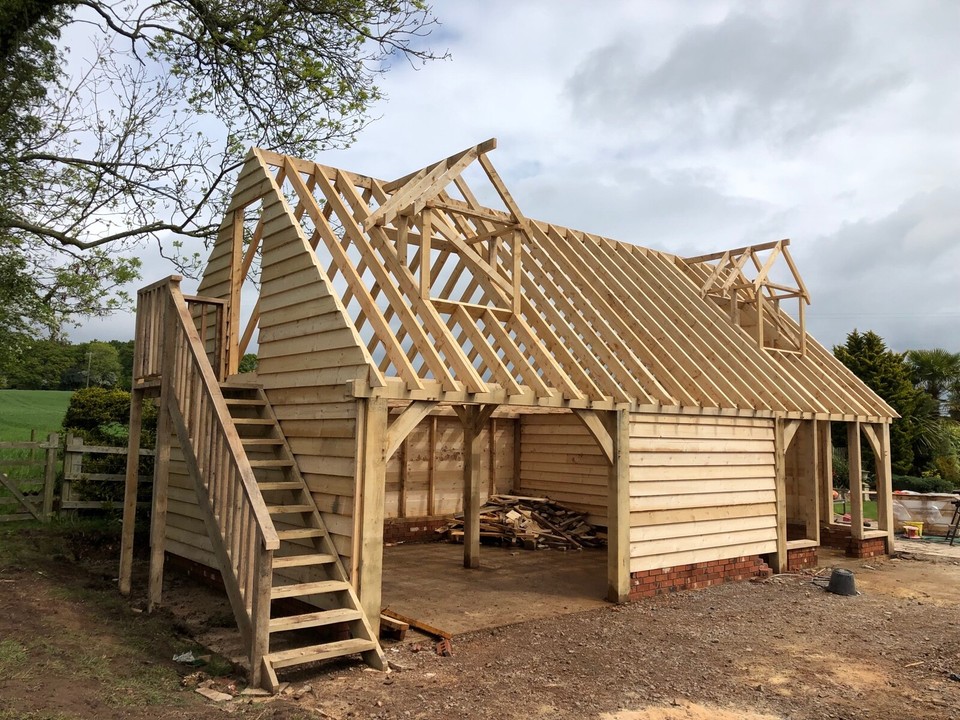 3 Bay Oak Framed Garage Kit with Useable Roof Space - 9x6m Oak Fronted ...