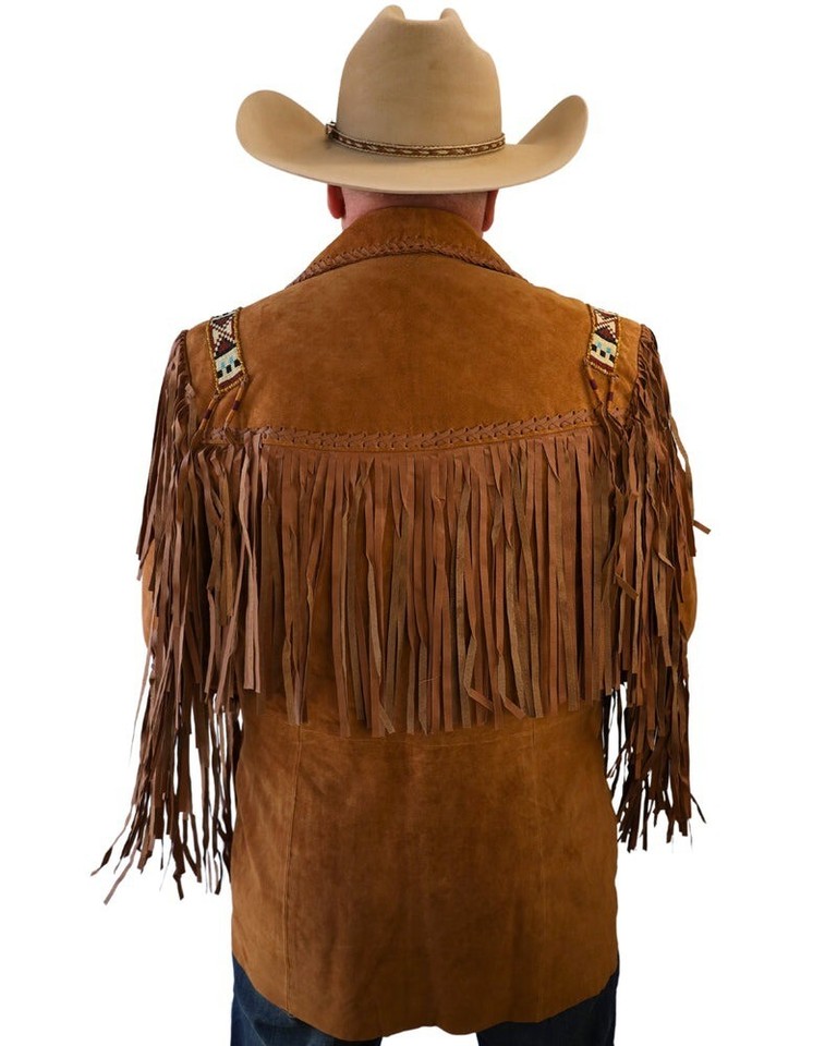 Native American Plains Beaded Handmade Buckskin Suede Fringe Mountain ...