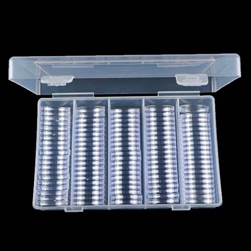 100PC 25mm Coin Capsules Round Plastic Coin Holder Case Collection ...