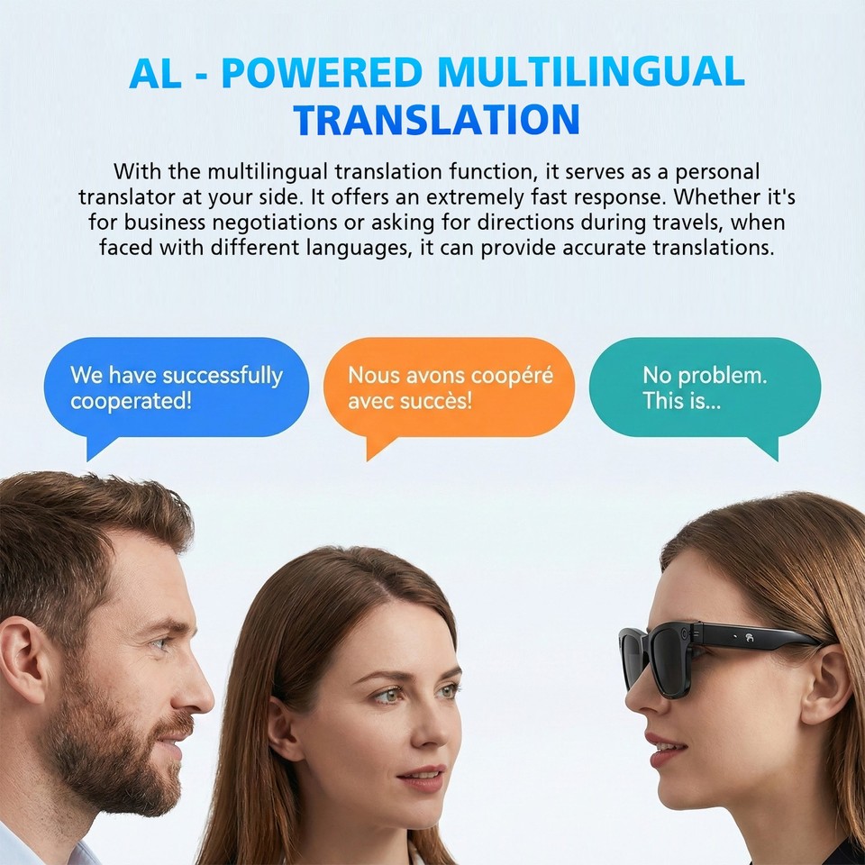 Video Recording Eyewear/Sunglasses 8MP AI Camera Smart Glasses Dual ...