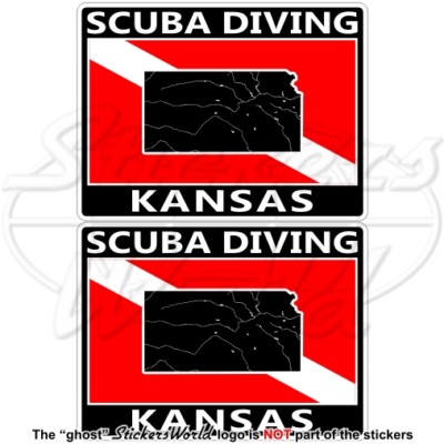 KANSAS SCUBA DIVING Carte-Drapeau Forme Etats-Unis, 75mm Vinyle ...