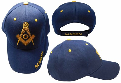 NAVY BLUE EMBROIDERED ADJUSTABLE HAT mason masonic baseball cap | eBay