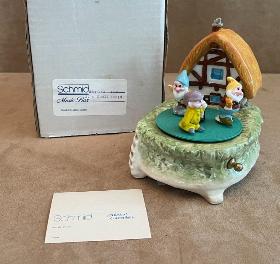 Vintage Schmid Disney Snow White Dancing Dwarves Small World Music Box ...
