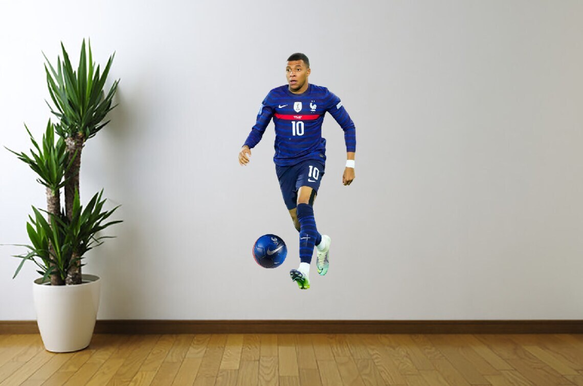 Kylian Mbappé Wall Decal France Soccer Futbol Sticker Removable ...