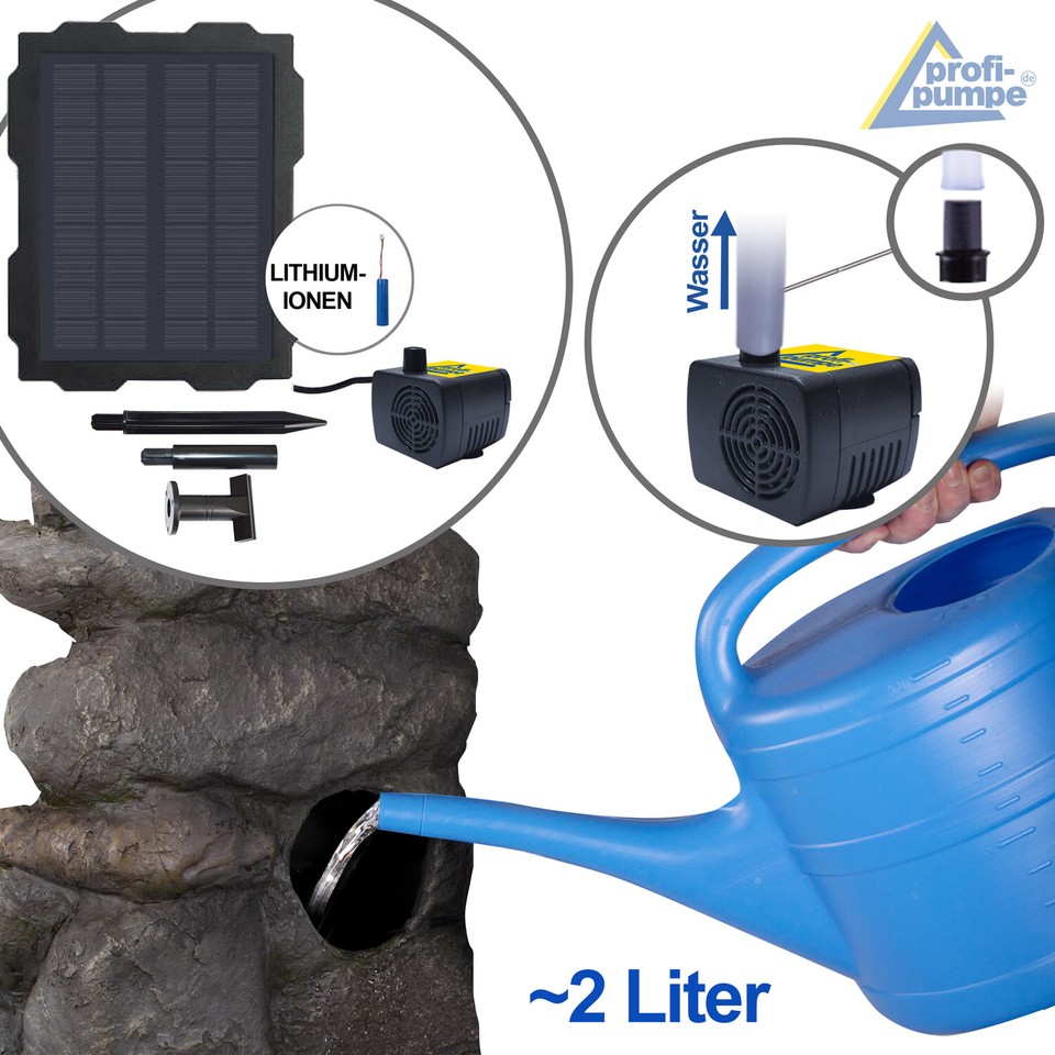 SOLAR BRUNNEN SPRINGBRUNNEN GARTEN BRUNNEN ZIER SOLAR WASSERSPIEL ...
