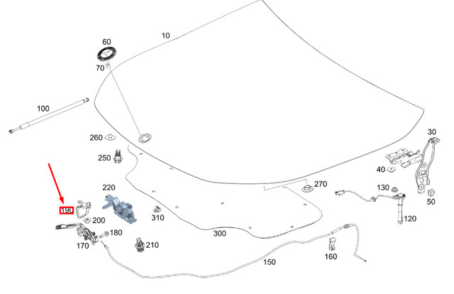 MERCEDES-BENZ GLA H247 Engine Hood Upper Part Latch A2478800160 GENUINE ...