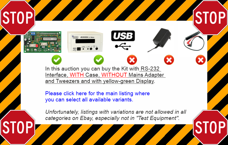 AE20204 High Precision LC Meter Kit with RS232 or USB, 0.01pF/0.01uH ...