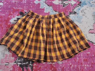 Shein womens juniors M 6 brown plaid yellow school girl skirt Claires ...
