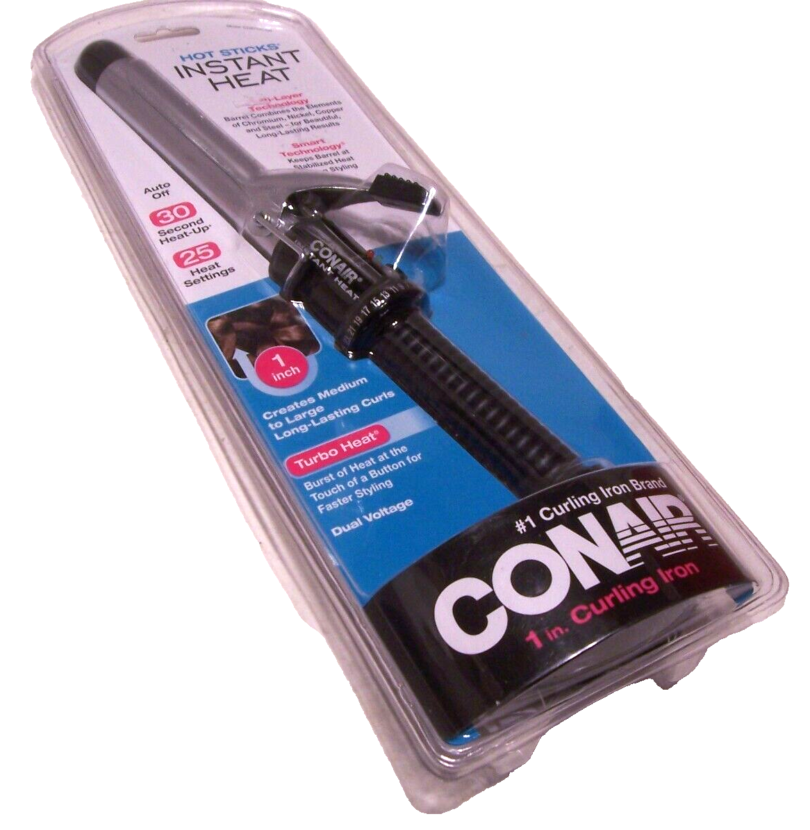 New Conair Hot Sticks Instant Heat 1 1/4" Curling Iron 25 Heat Settings ...