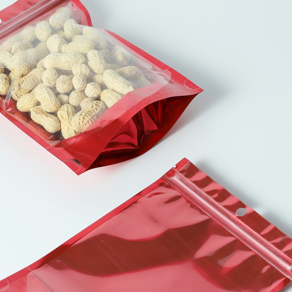 100/500/1000 Red Mylar Foil Clear Window Resealable Stand Up Bags ...