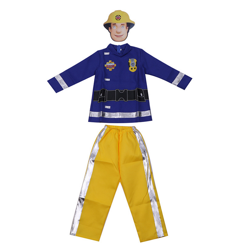 Kids Fireman Sam Costume Christmas Boys Firefighter Cosplay Outfit with ...