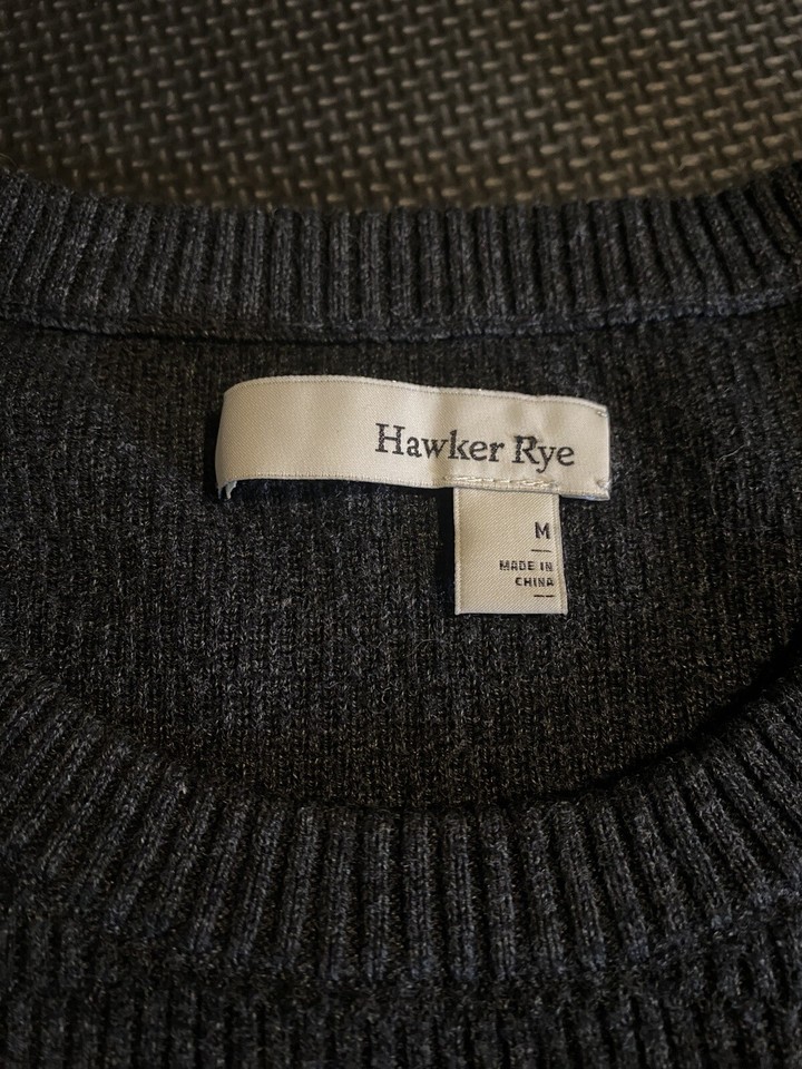 HAWKER RYE Sweater Size Medium Men’s GRAY Knit Crewneck Pullover | eBay