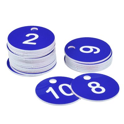 Round 1-25 Number Tag Key Tag Acrylic Engraved Blue ID Tag for ...