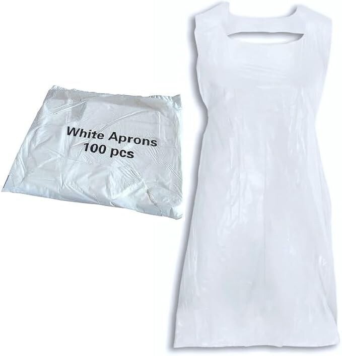 Quality Disposable WHITE Aprons Polythene PPE Medical Kitchen ...