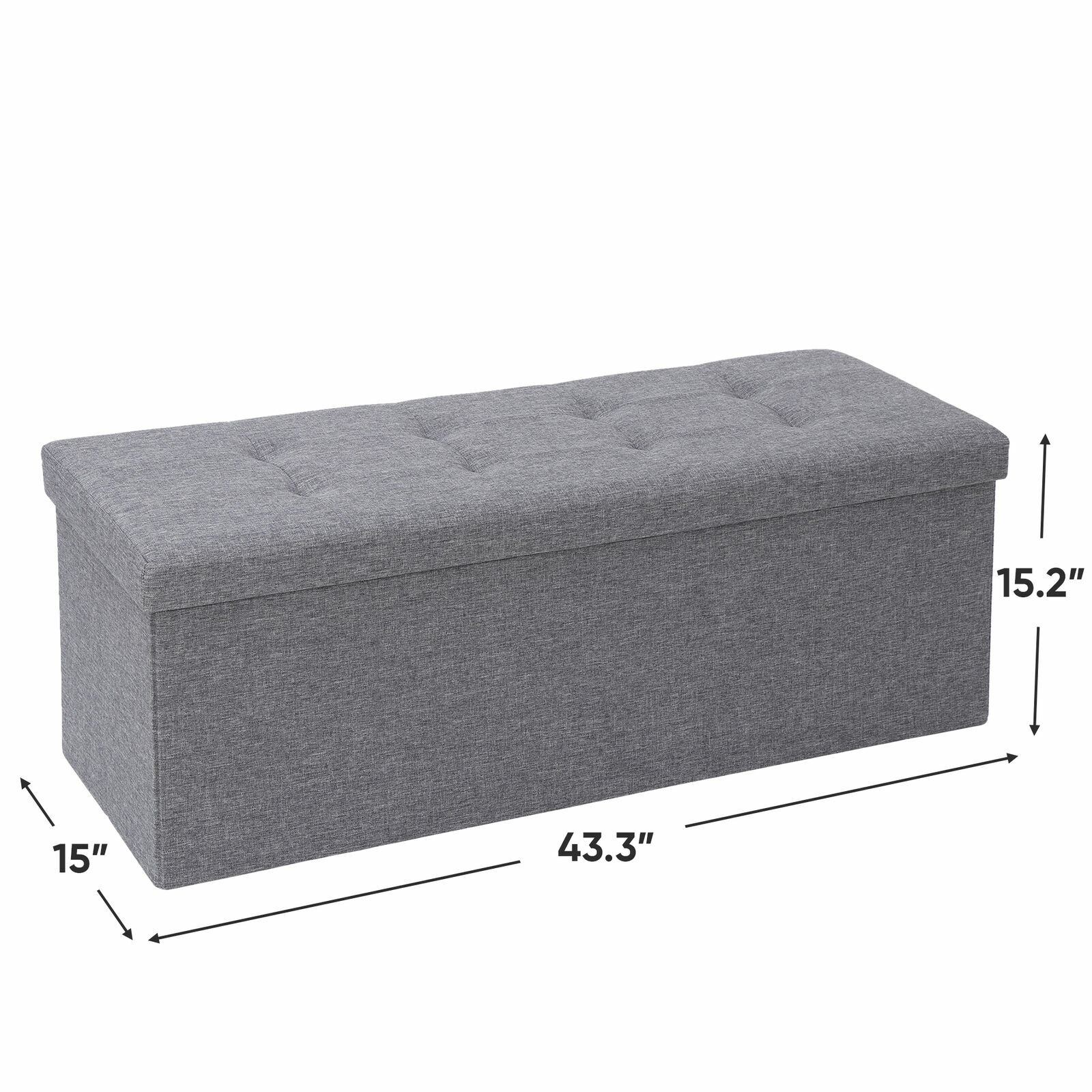 43" Long Dark Grey Folable Storage Ottoman Bench Foot Stools Footrest ...