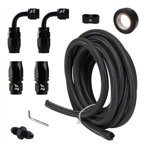 3m Nylon Braided 4AN Oil Hose/Fuel Line w/Straight & 90° Swivel Hose ...