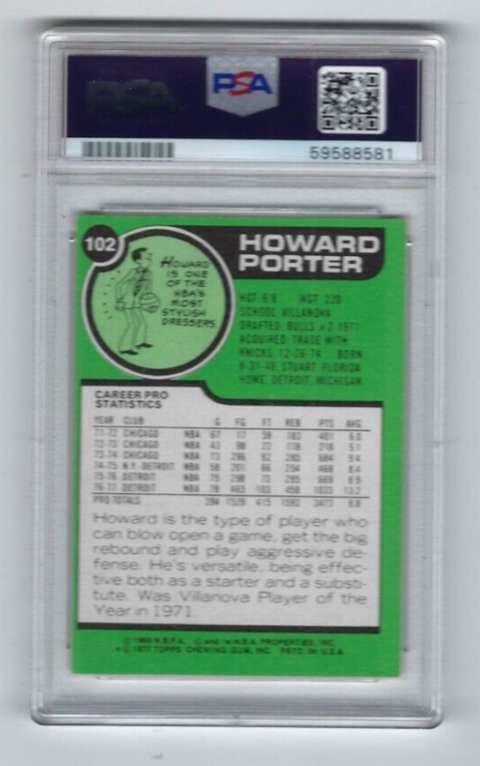 1977 Topps basketball card #102 Howard Porter Detroit Pistons graded ...