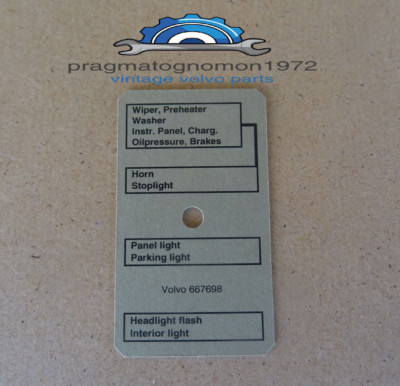 VOLVO AMAZON 121 122 B18 B20 DECAL INSIDE FUSE BOX.! | eBay