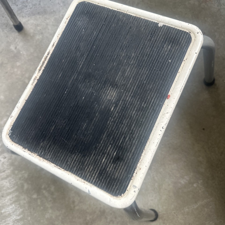 Vtg Cosco Kitchen white Step Stool Chair Flip Up Seat MCM With Extra ...