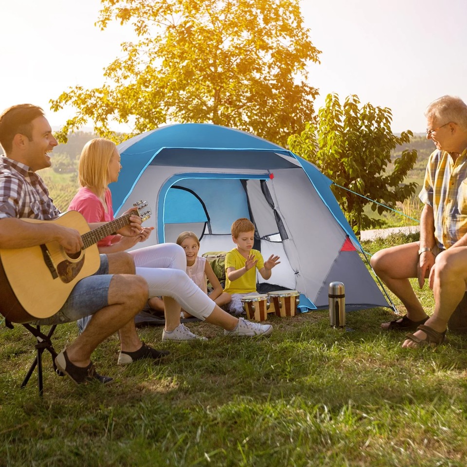 4 Person Tent Waterproof Windproof 4 Season 190T Camping Hiking 8'x7 ...