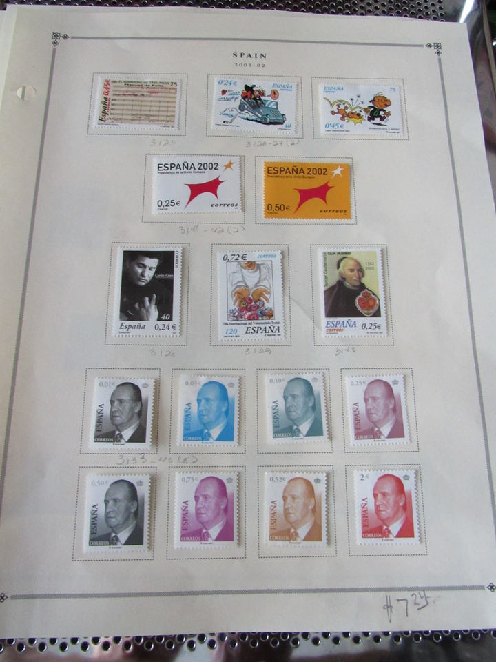 SPAIN FACE VALUE 68 EUROS 2001 & 2002 MINT ON ALBUM PAGES | eBay