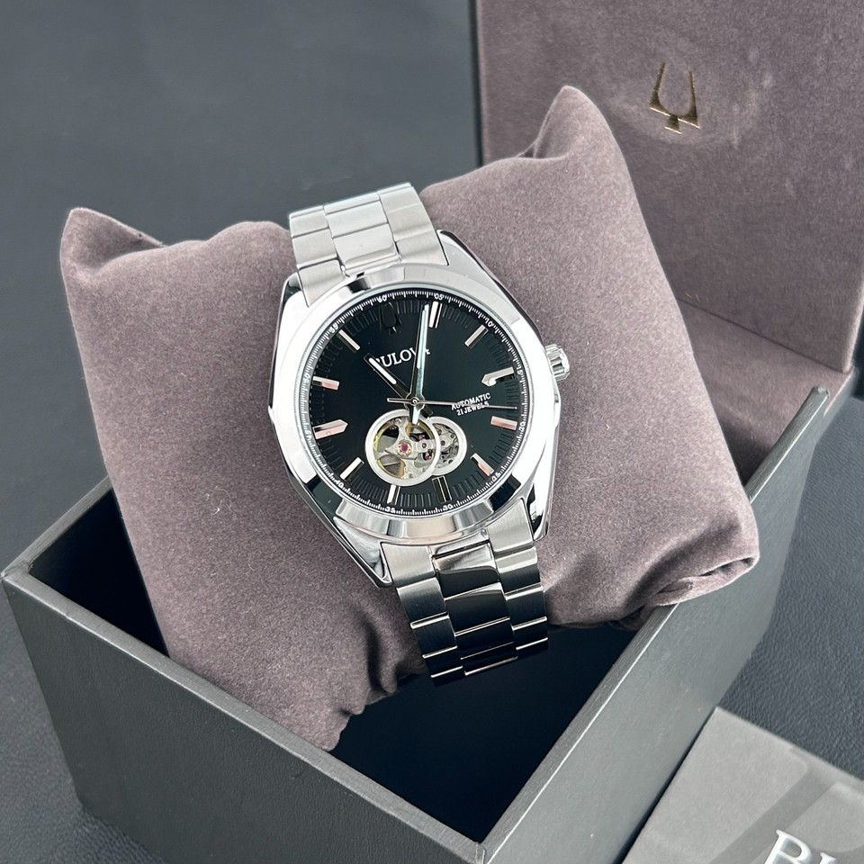 Bulova Surveyor 96A270 black Dial Men's classic Automatic Chronograph ...