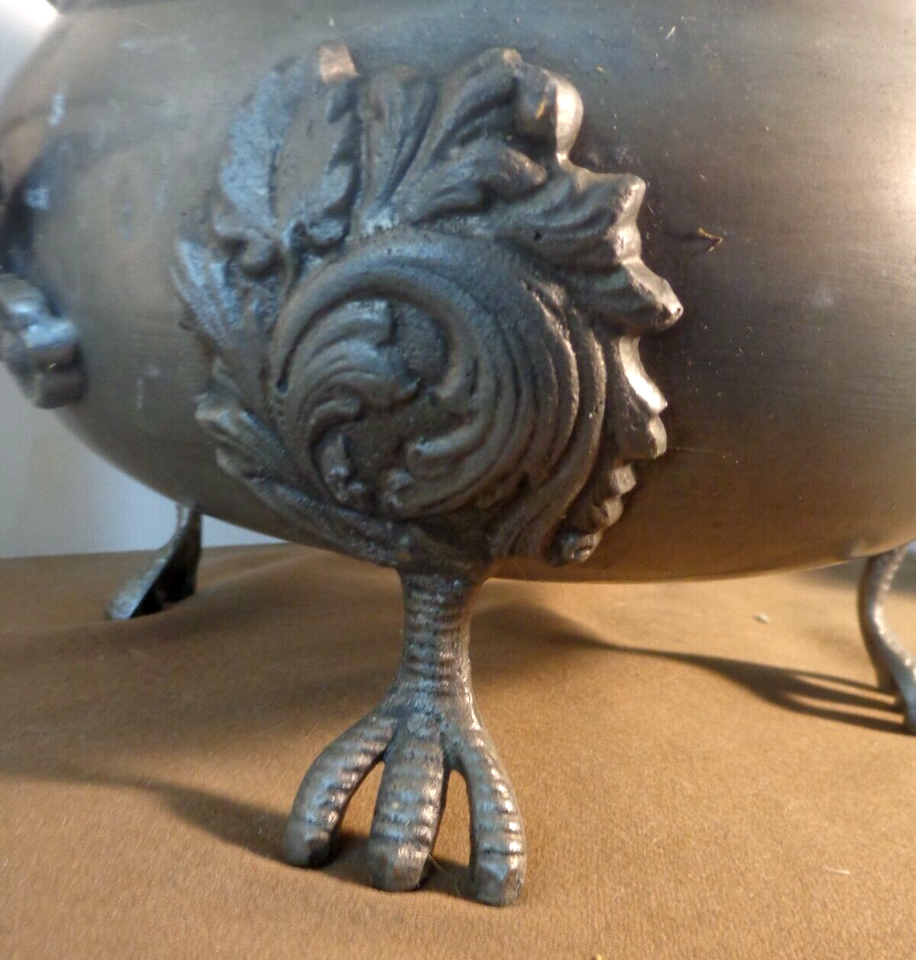 1880 Antique European Lidded Pewter Center Piece Bowl Claw Feet ...