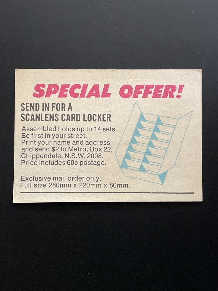 1976 SCANLENS CARD CHECKLIST SOME ARE UNMARKED CHECK EBAY STORE AS I ...