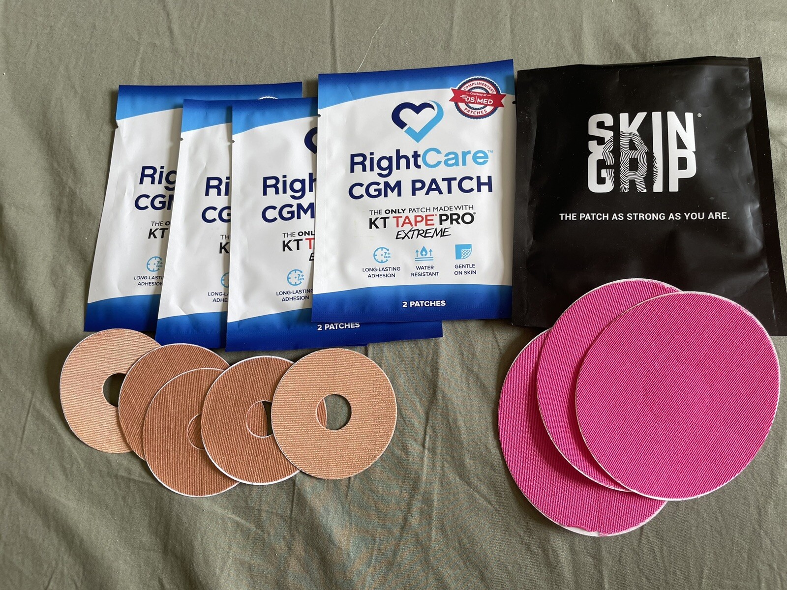 16 Right Care & Skin Grip CGM Patches for Diabetic Sensor | eBay