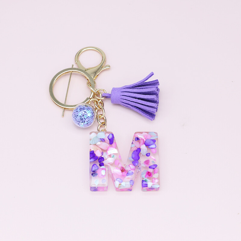 Women Alphabet Keyring Letter A-Z Key Chian with Tassel Key Chain Bag ...