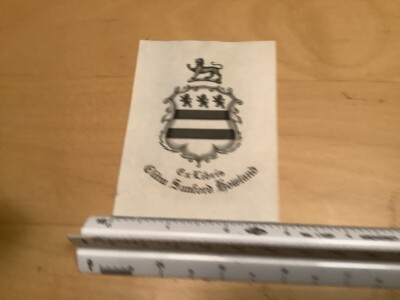 Original BOOKPLATE - ex libris - SANFORD HOWLAND w family crest | eBay