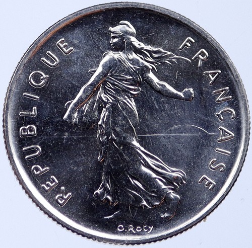 1973 FRANCE La Semeuse French SOWER WOMAN Old Vintage 5 Francs Coin ...