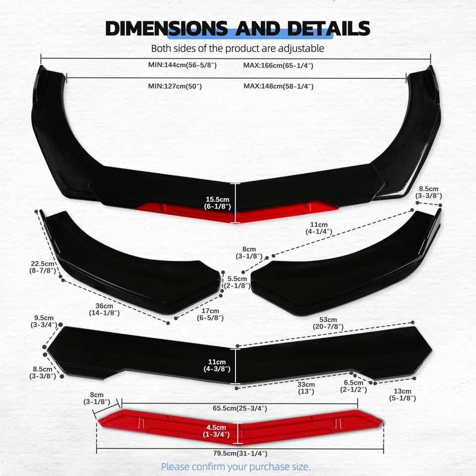 For Cadillac Escalade Gloss Front Bumper Lip Splitter Spoiler Lower Red ...