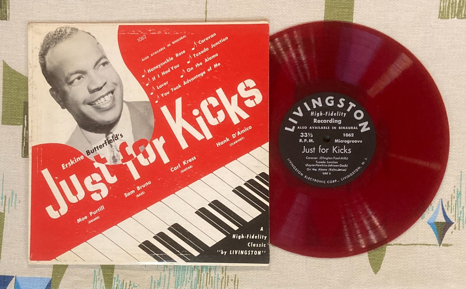 Erskine Butterfield 10" LP Just for Kicks 1954 Red Vinyl Carl Kress VG+ ...