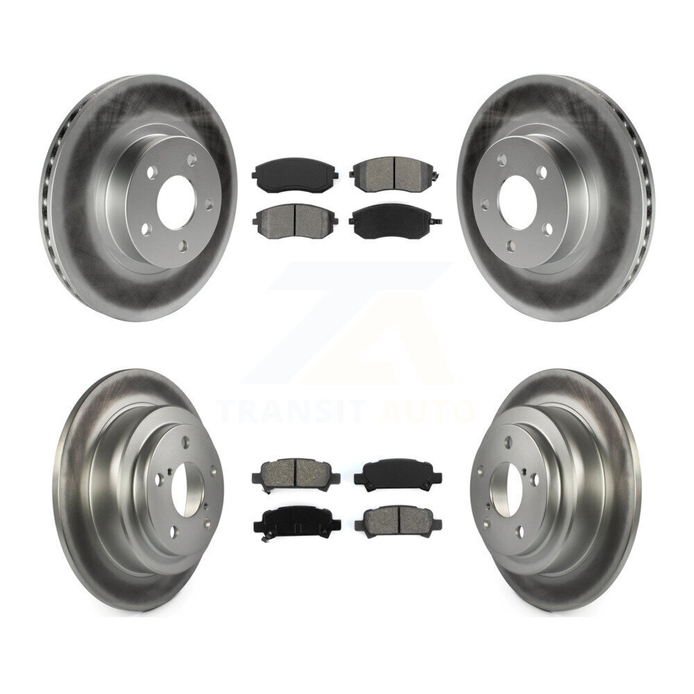 Coated Disc Brake Rotors And Semi-Metallic Pad Front Rear Kit For ...