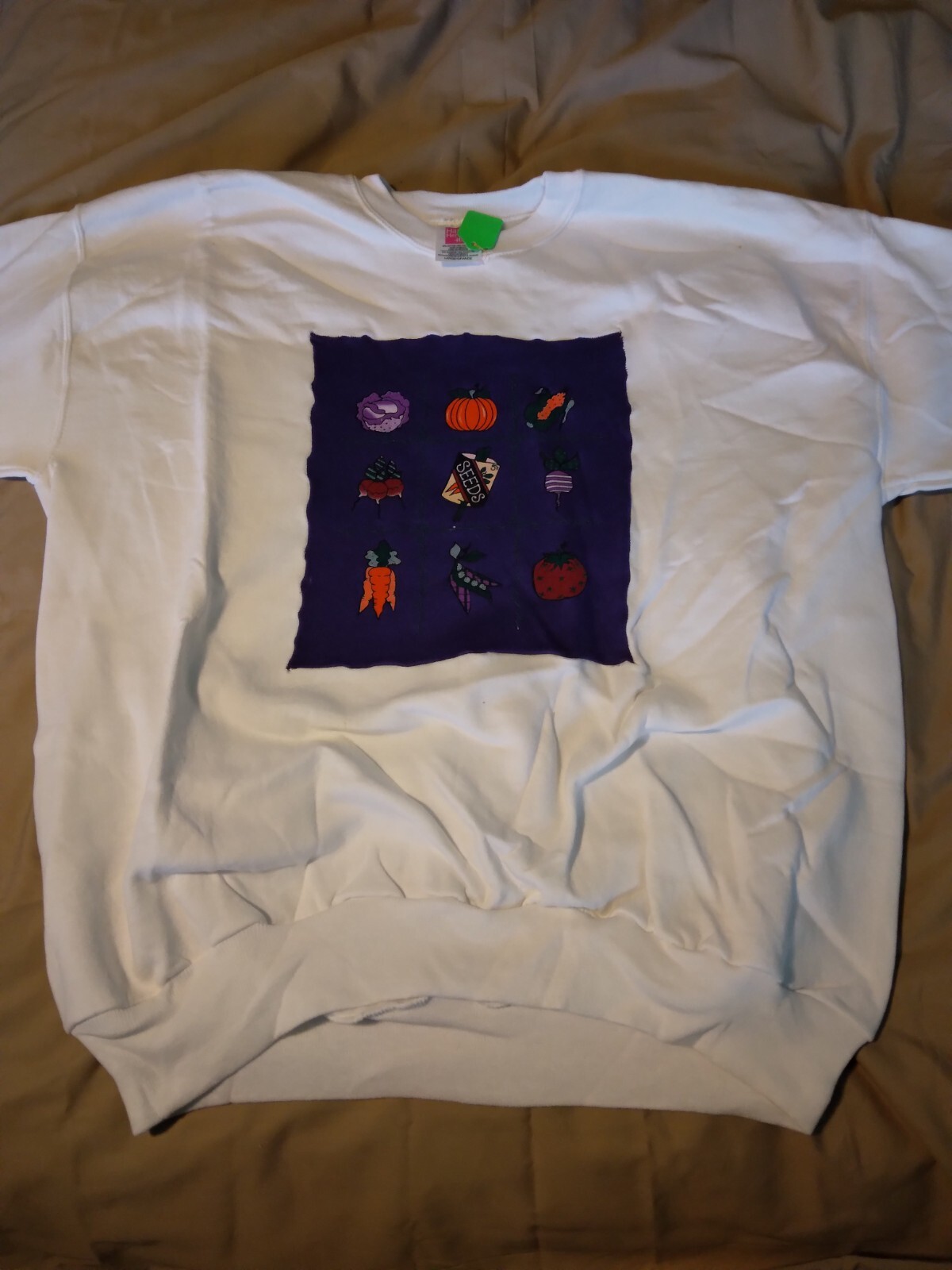 Adult L Sweatshirt White with Vegetable Tic Tac Toe fiber Print 273278 ...