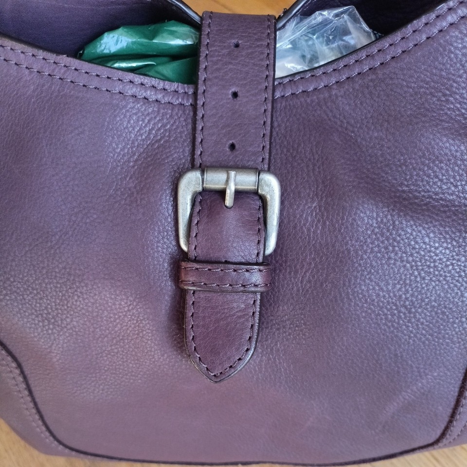 White Stuff Medium Plum Leather Shoulder Bag 35 cm x 27 cm x 10 cm ...