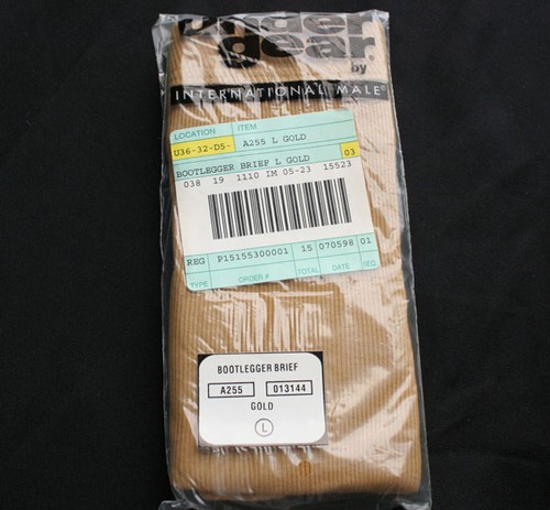 Vintage UNDERGEAR International Male Cotton Gold Bootlegger Brief L NIP ...