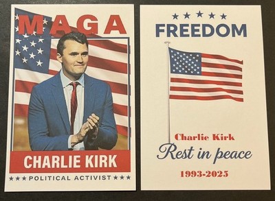 Charlie Kirk Vigil Prayer Cards Set Of 2 Double Sided 6” By 4” | eBay