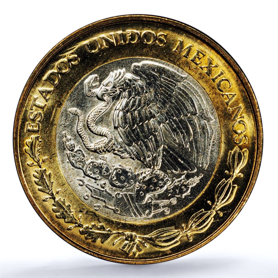 Mexico 10 pesos Aztec Rev. KM-616 Schon-180a MS 63 PCGS bimetal coin ...