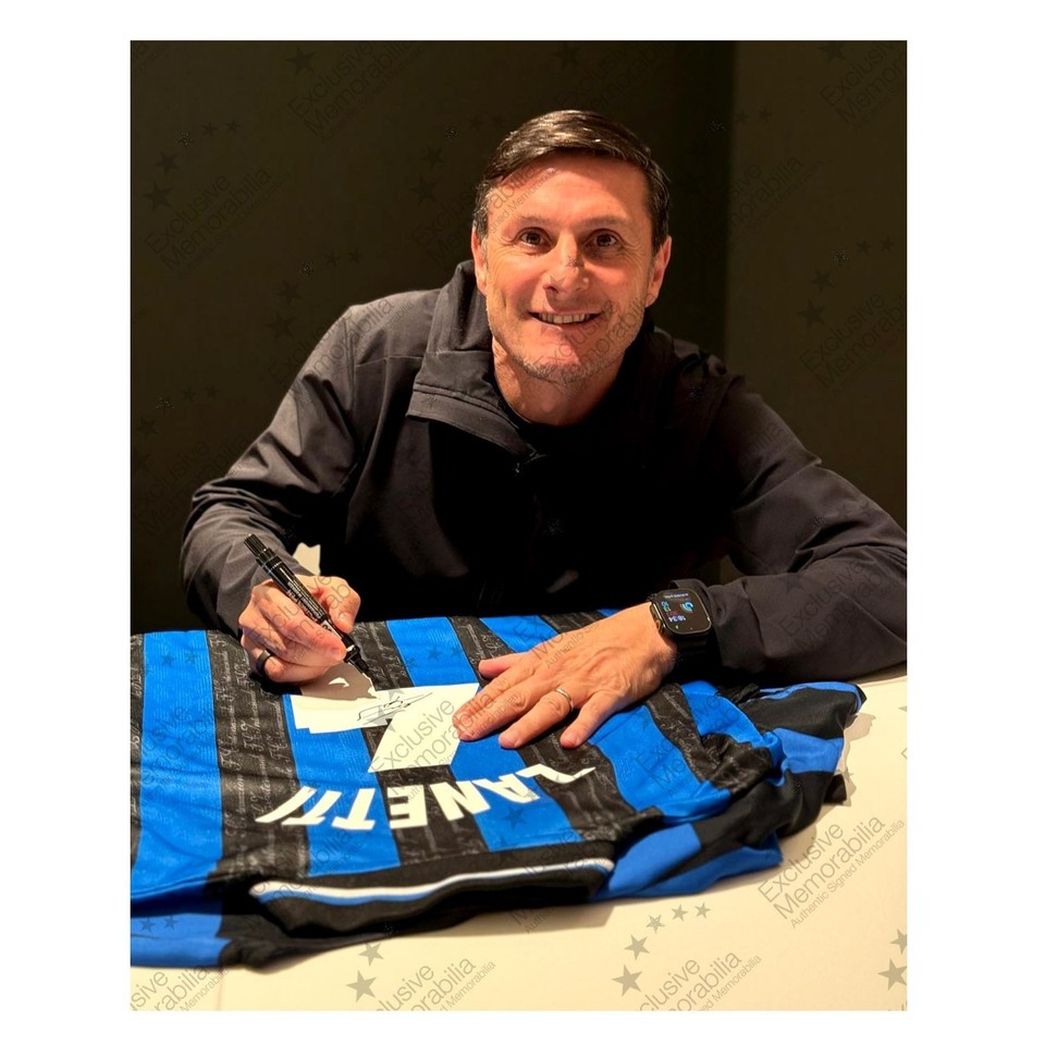 Javier Zanetti Signed Inter Milan 1998 Soccer Jersey. Superior Frame ...